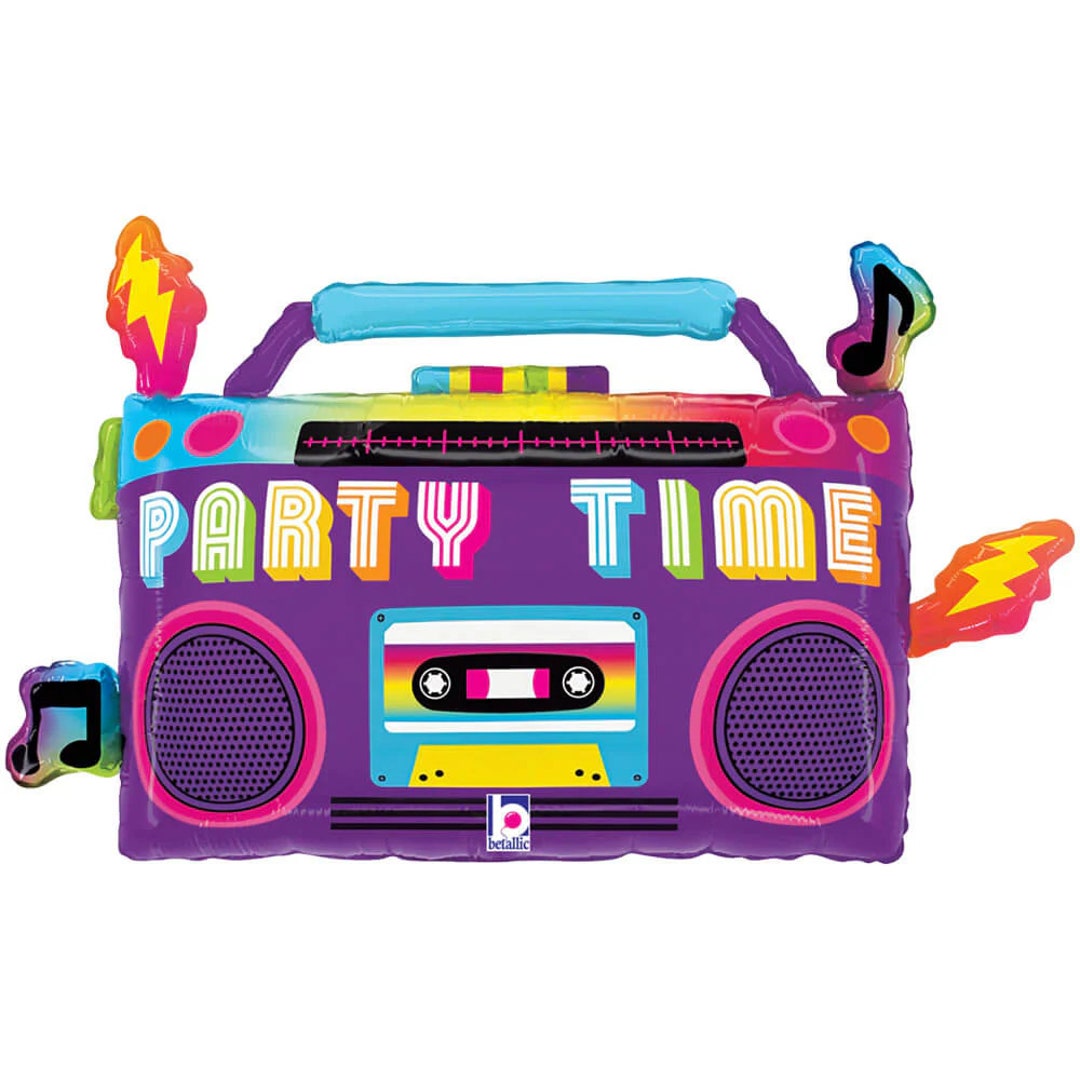 Boombox Party Balloon - Retro Birthday Decorations, 80's Party Supplies ...