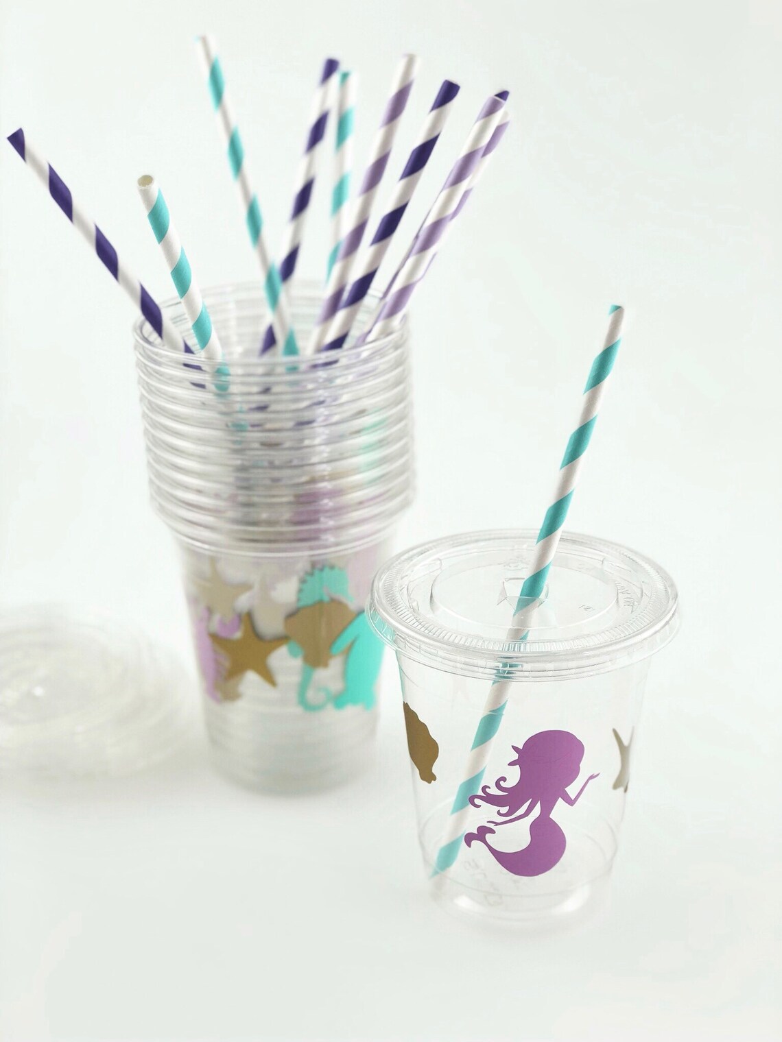 Mermaid Party Cups - Mermaid Baby Shower, Mermaid Birthday, Mermaid ...