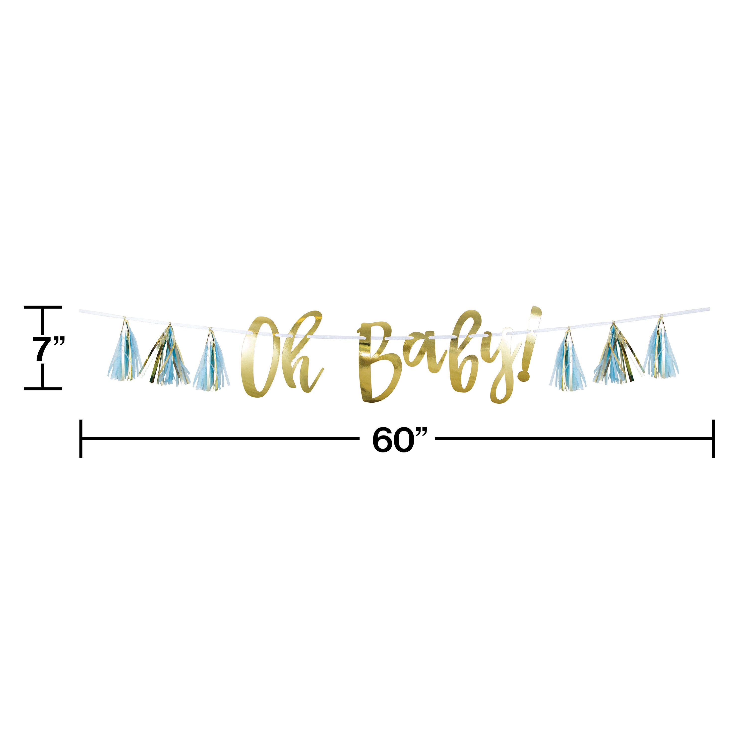 Oh Baby Banner - Baby Shower Decorations, Blue and Gold Baby Shower ...
