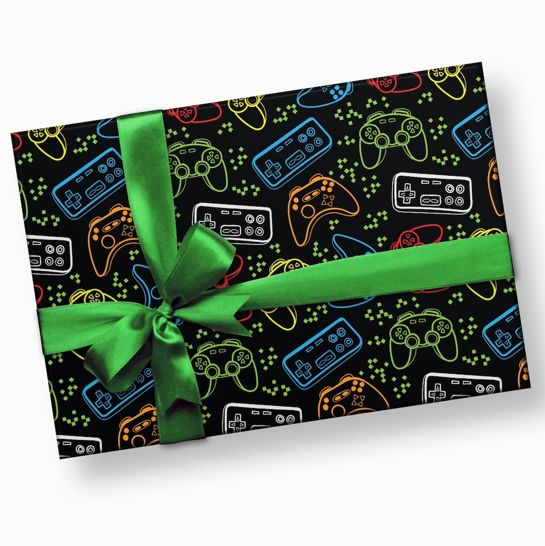 Gamer Gift Wrap - Wrapping Paper for Boys, Video Game Gifts for Him ...