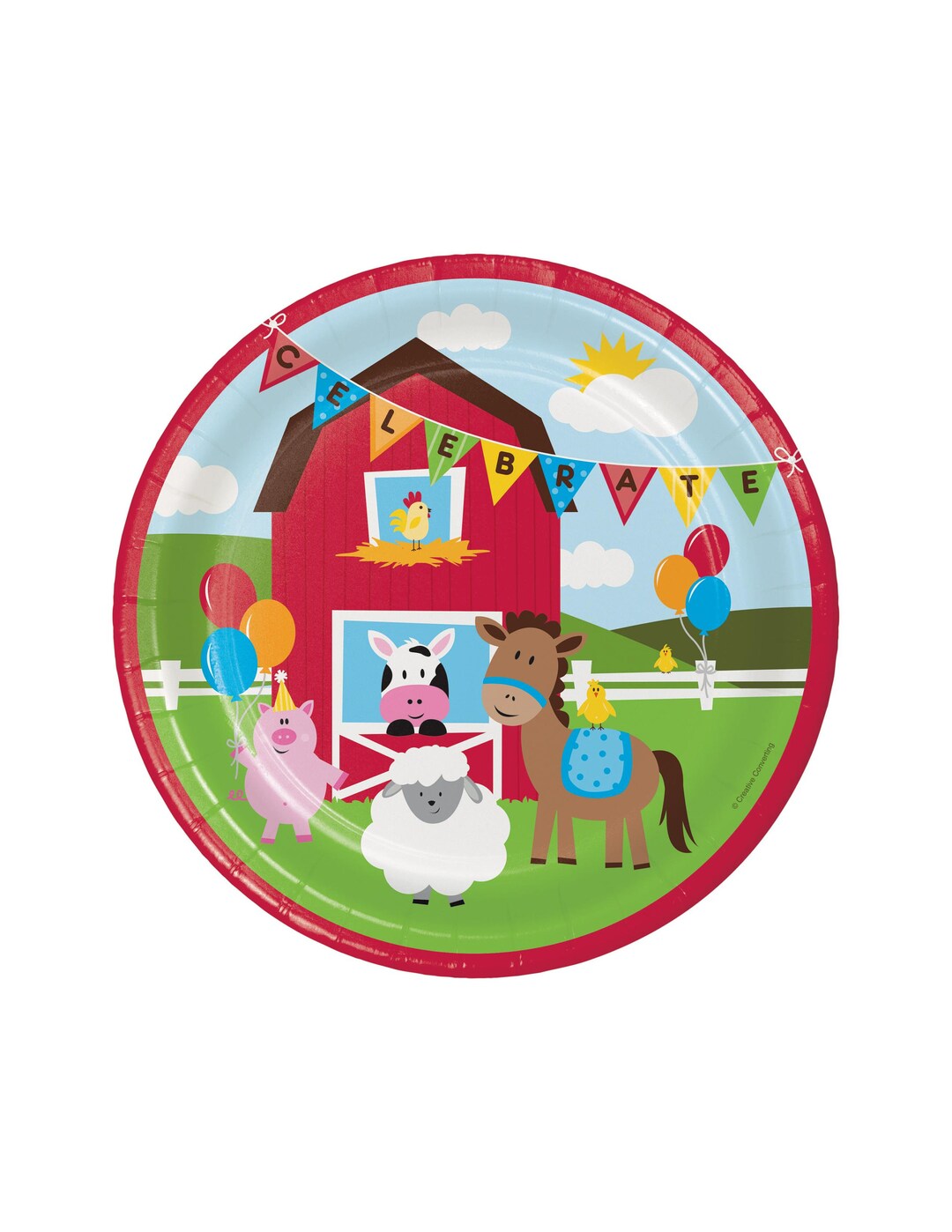 9" Farm Party Plates - Barnyard Birthday Plates Animal Farm Baby Shower ...