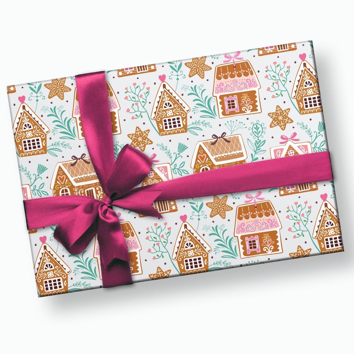 Gingerbread House Wrapping Paper - Christmas Gift Wrap, Holiday Gift ...