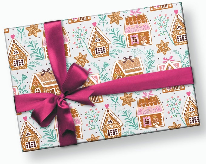 Gingerbread House Wrapping Paper Christmas Gift Wrap, Holiday Gift Wrap ...