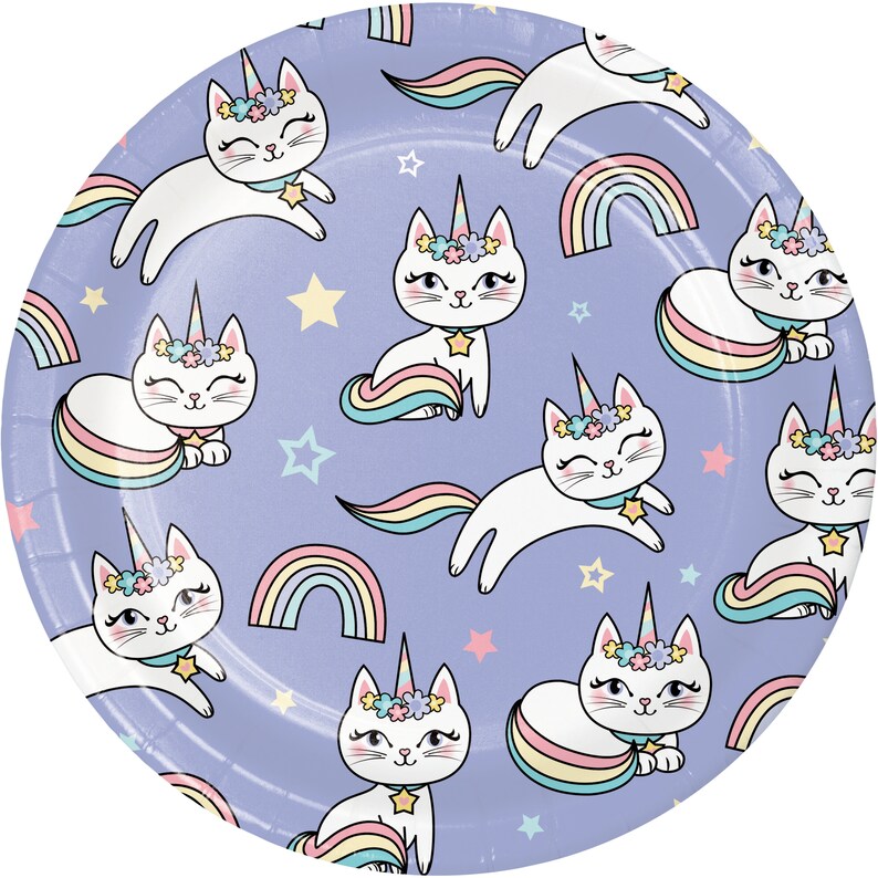 Cat Party Plates Caticorn Birthday Caticorn Party Cat - Etsy