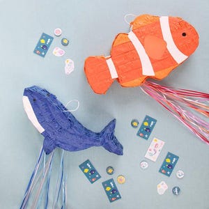 Orange Clown Fish Party Pinata - Ocean Birthday Decorations, Fish Party ...