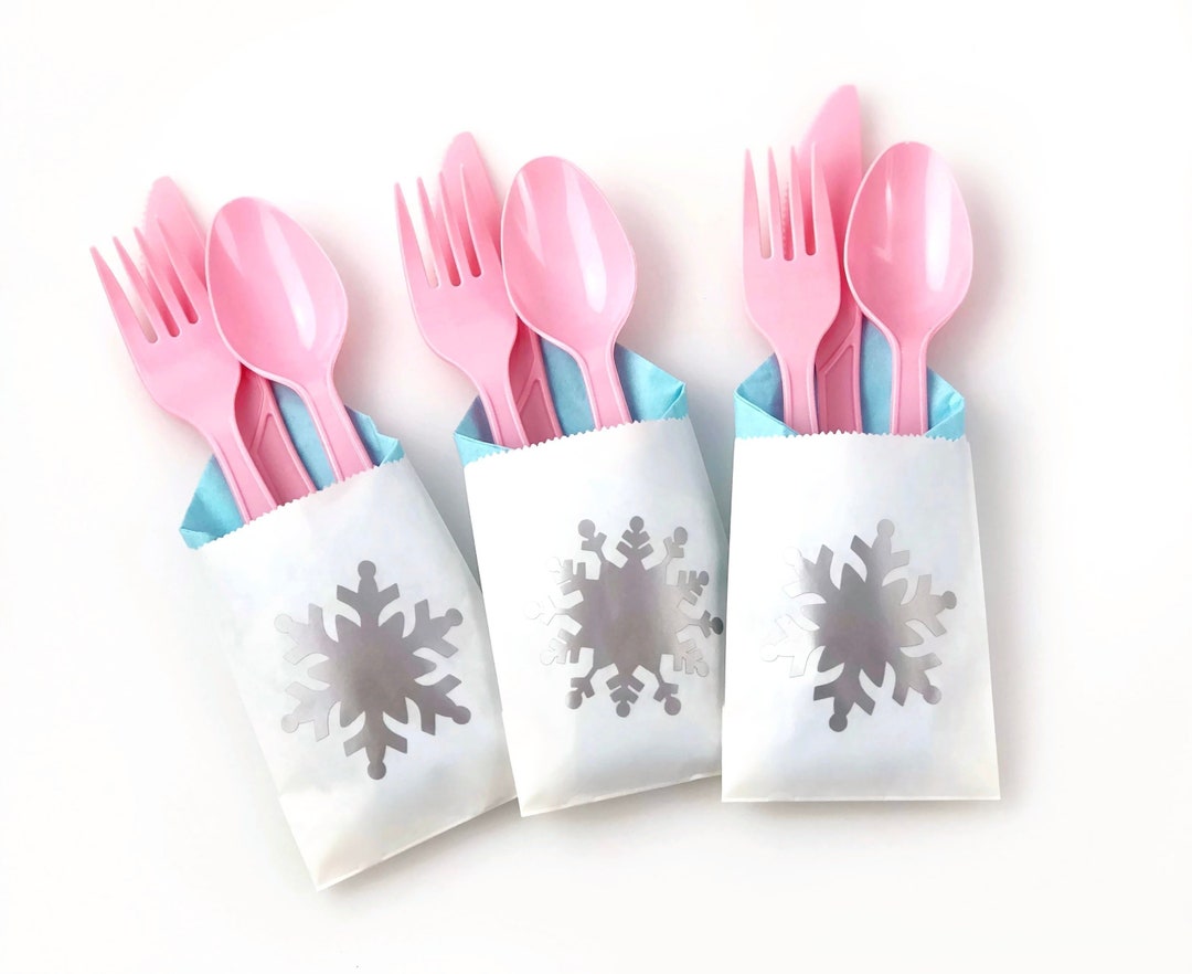 Snowflake Cutlery Snowflake Gender Reveal, Winter Wonderland Baby ...