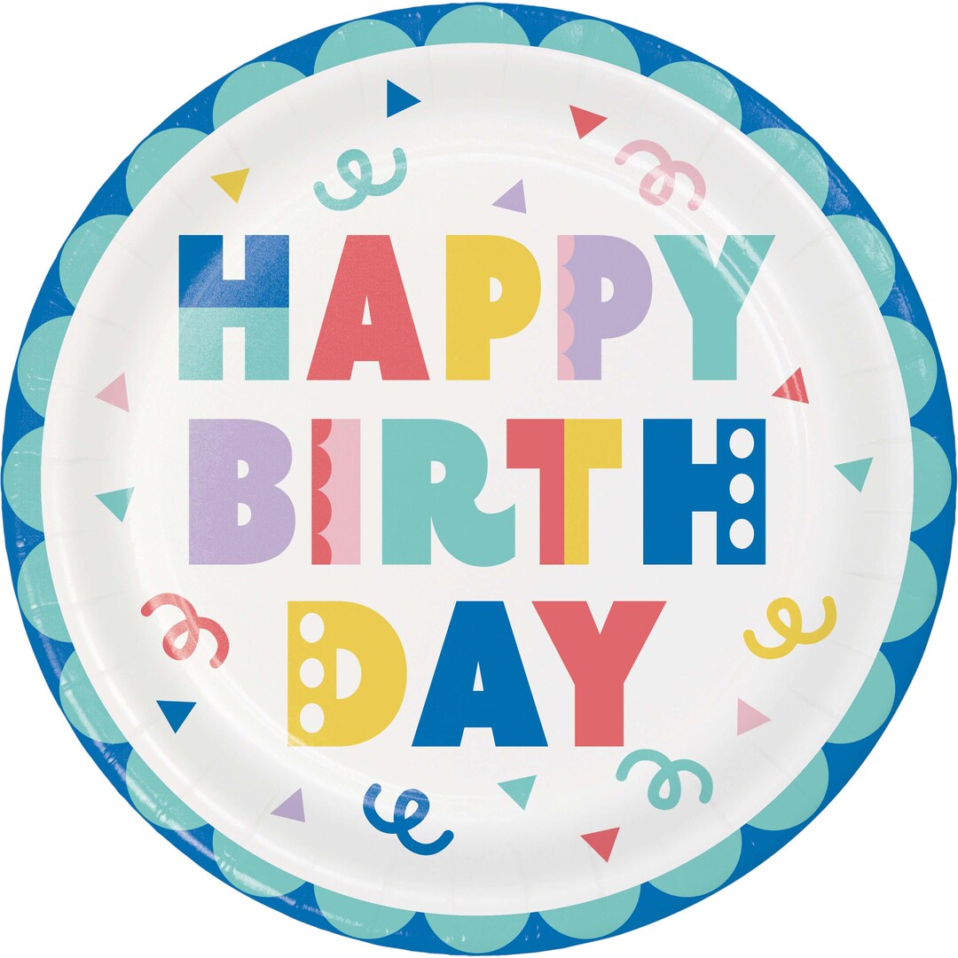 Colorful Happy Birthday Paper Plates 8ct - 9" Party Plates for Kids or ...