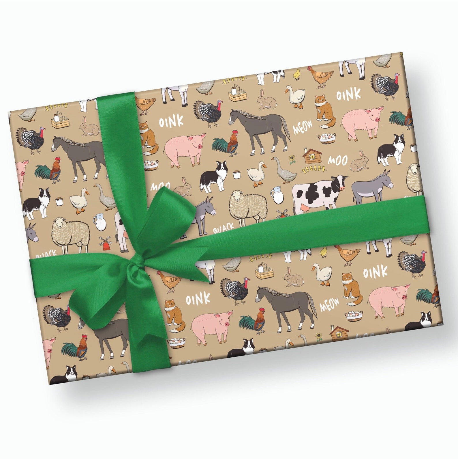 Farm Animals Gift Wrap - Farm Party, Farm Birthday, Barnyard Birthday ...