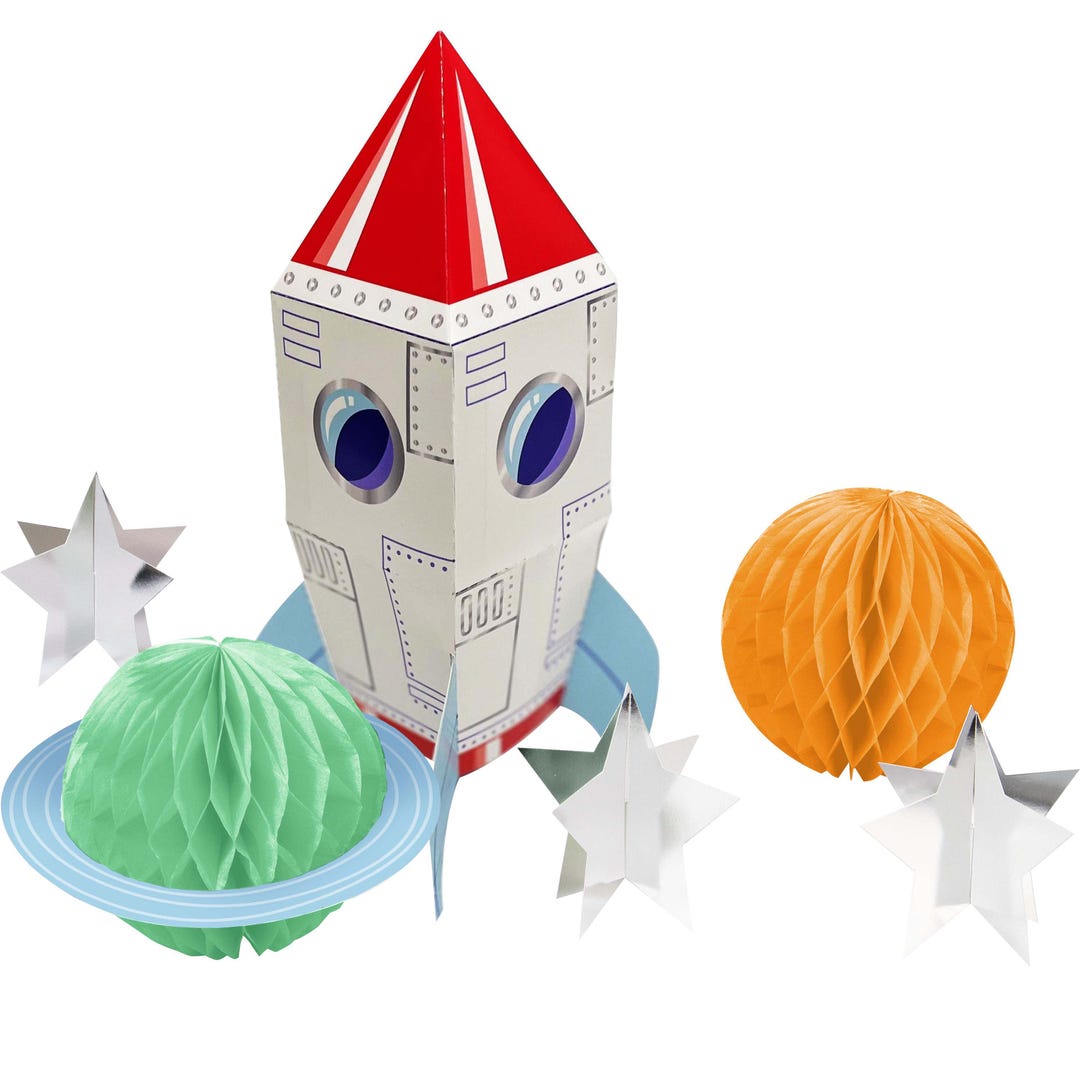 Rocket Ship Centerpiece Set 6pc – Space Birthday Table Decorations With ...