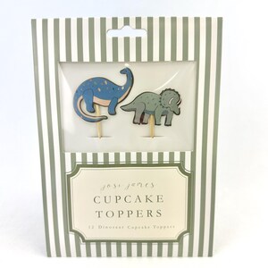 Dinosaur Cupcake Toppers 12ct – Green & Blue Dino Picks for Kids ...