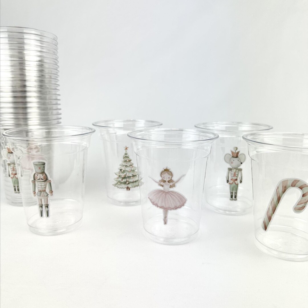 Nutcracker Cups 24ct 12oz Clear Plastic Christmas Party Cups With ...