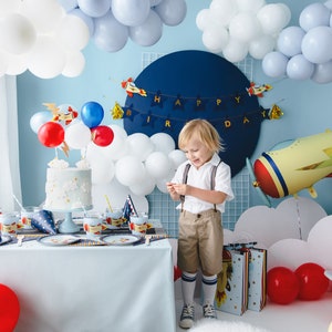 Airplane Birthday Banner - Pilot Party Supplies, Vintage Airplane Party ...