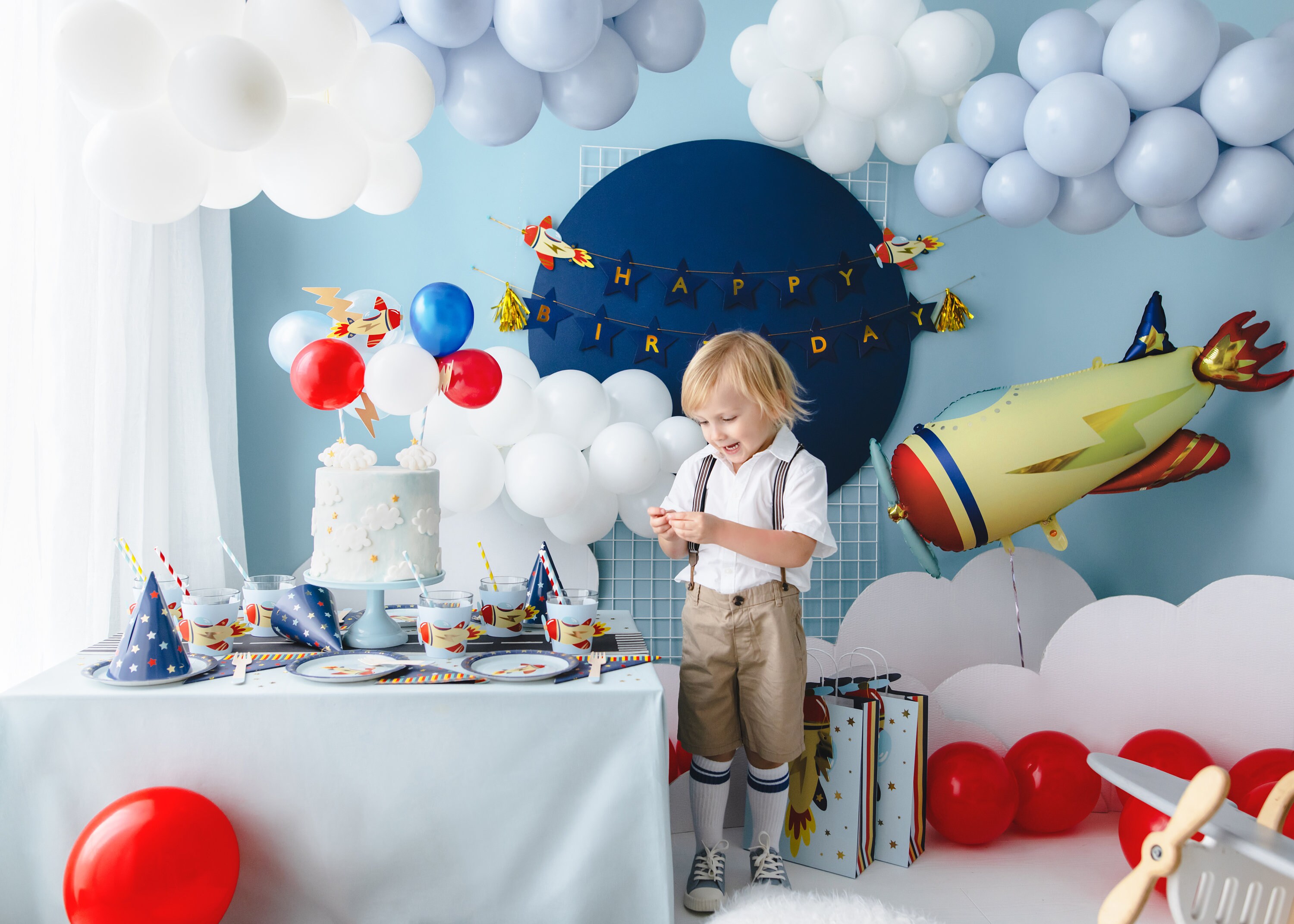 Airplane Birthday Banner - Pilot Party Supplies, Vintage Airplane Party ...