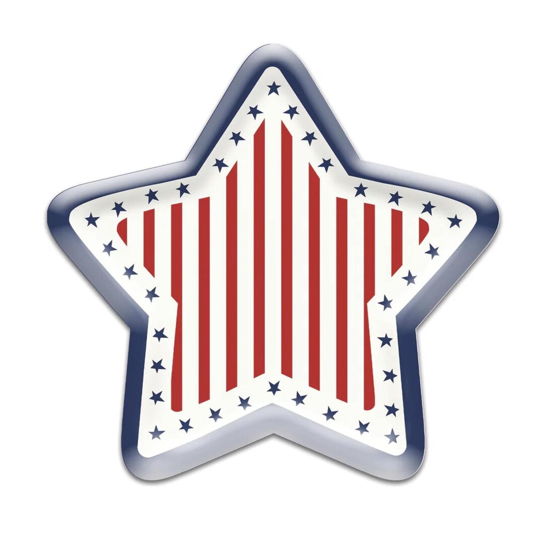 Patriotic Star Dinner Plates 8ct 11" Red White Blue Paper Plates Stars ...