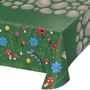 Gnome Party Tablecloth - Enchanted Forest Party, Garden Gnome Party ...