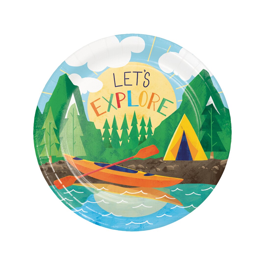 Explorer Party Plates - Adventure Birthday Plates, Camping Party ...