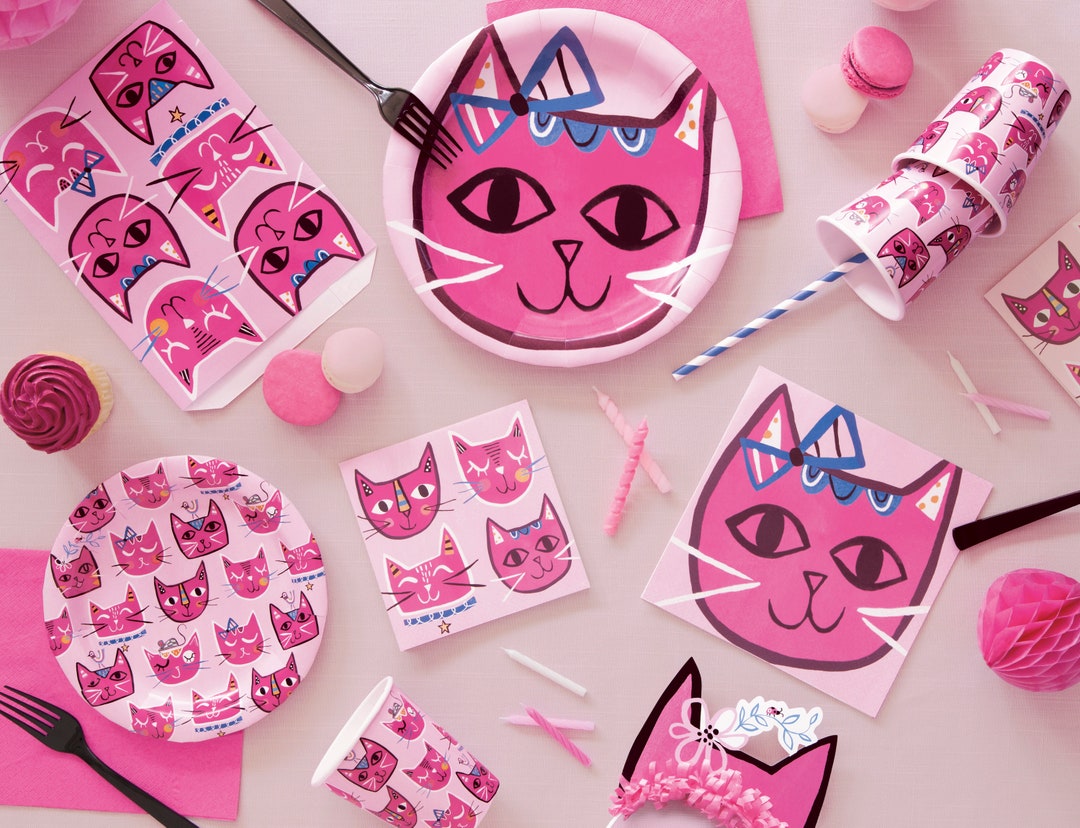 Cat Party Plates - Cat Plates, Kitty Cat Birthday, Meow Birthday, Cat ...