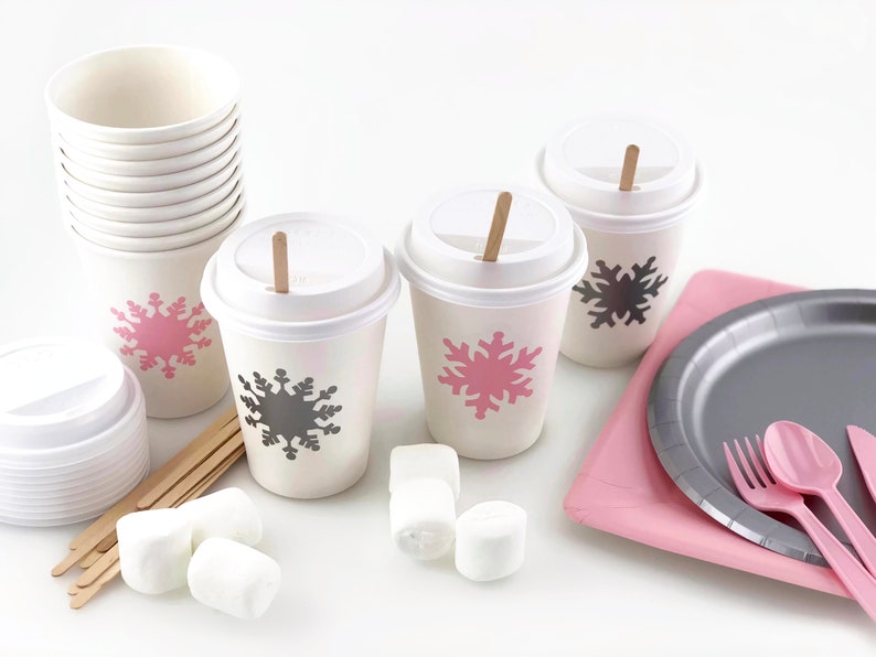 Snowflake Cups Winter Wonderland Party Supplies Winter - Etsy
