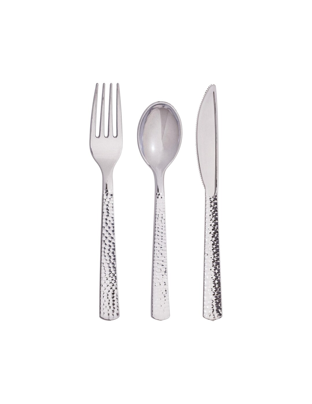 24-set Hammered Plastic Cutlery - Silver Cutlery, Wedding Cutlery ...