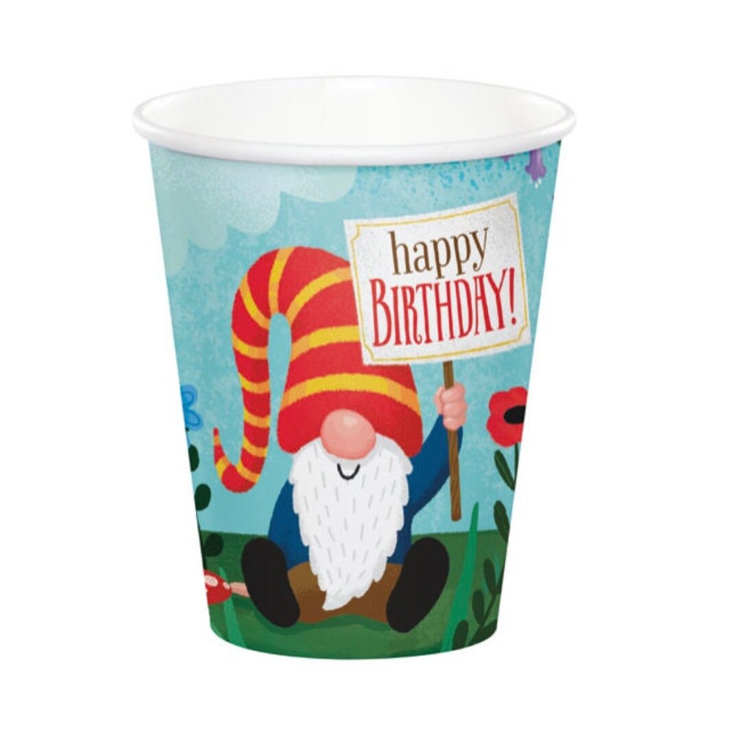 Gnome Birthday Cups - Enchanted Forest Party, Gnome Cups, Gnome ...