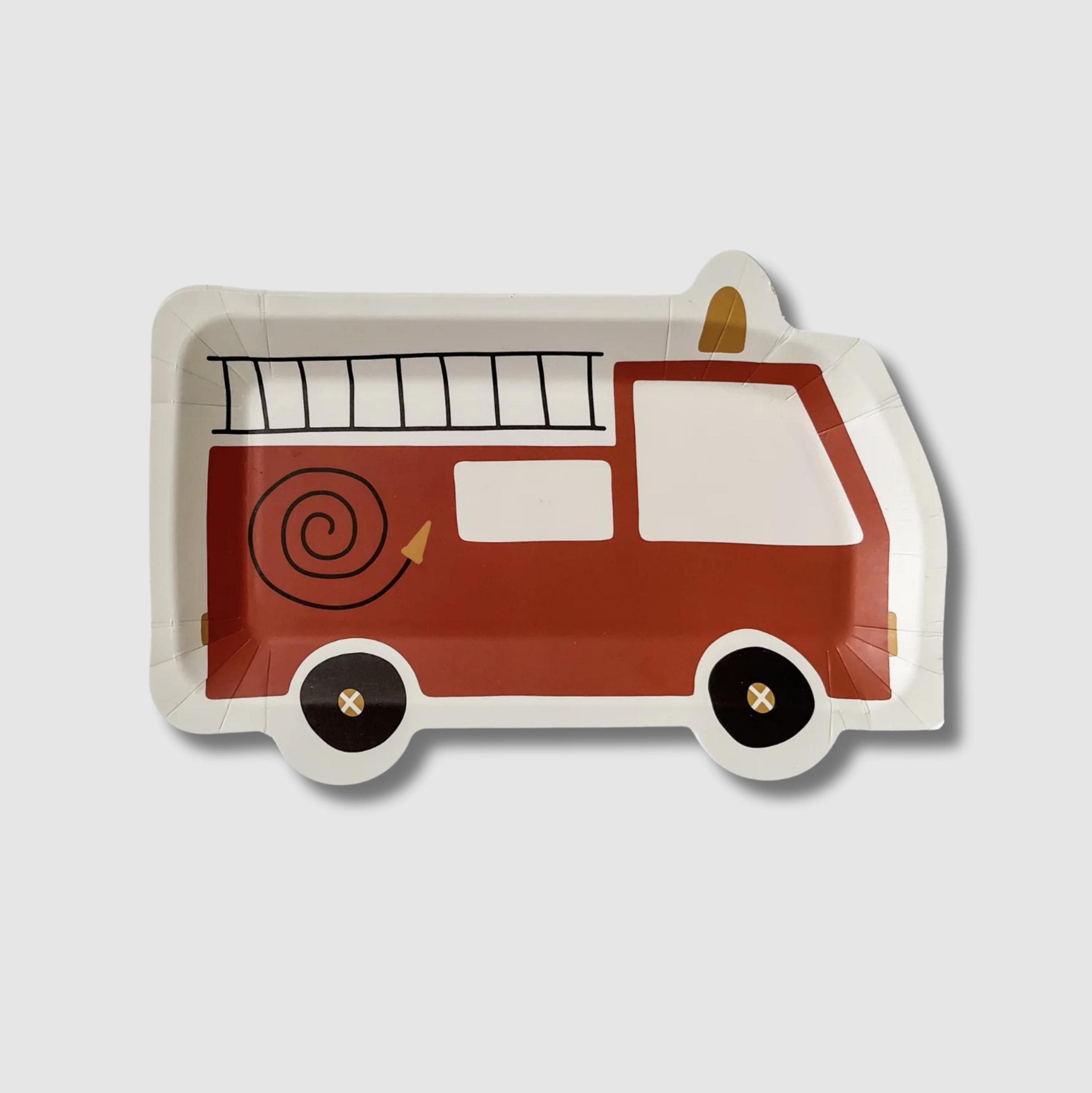 Red Firetruck Plates 12ct - Firefighter Birthday, First Responder Party ...