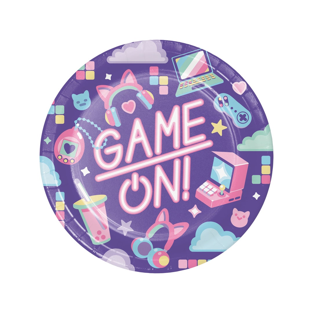 Game on Party Plates - Girl Gamer Birthday Plates, Teen Girl Birthday ...