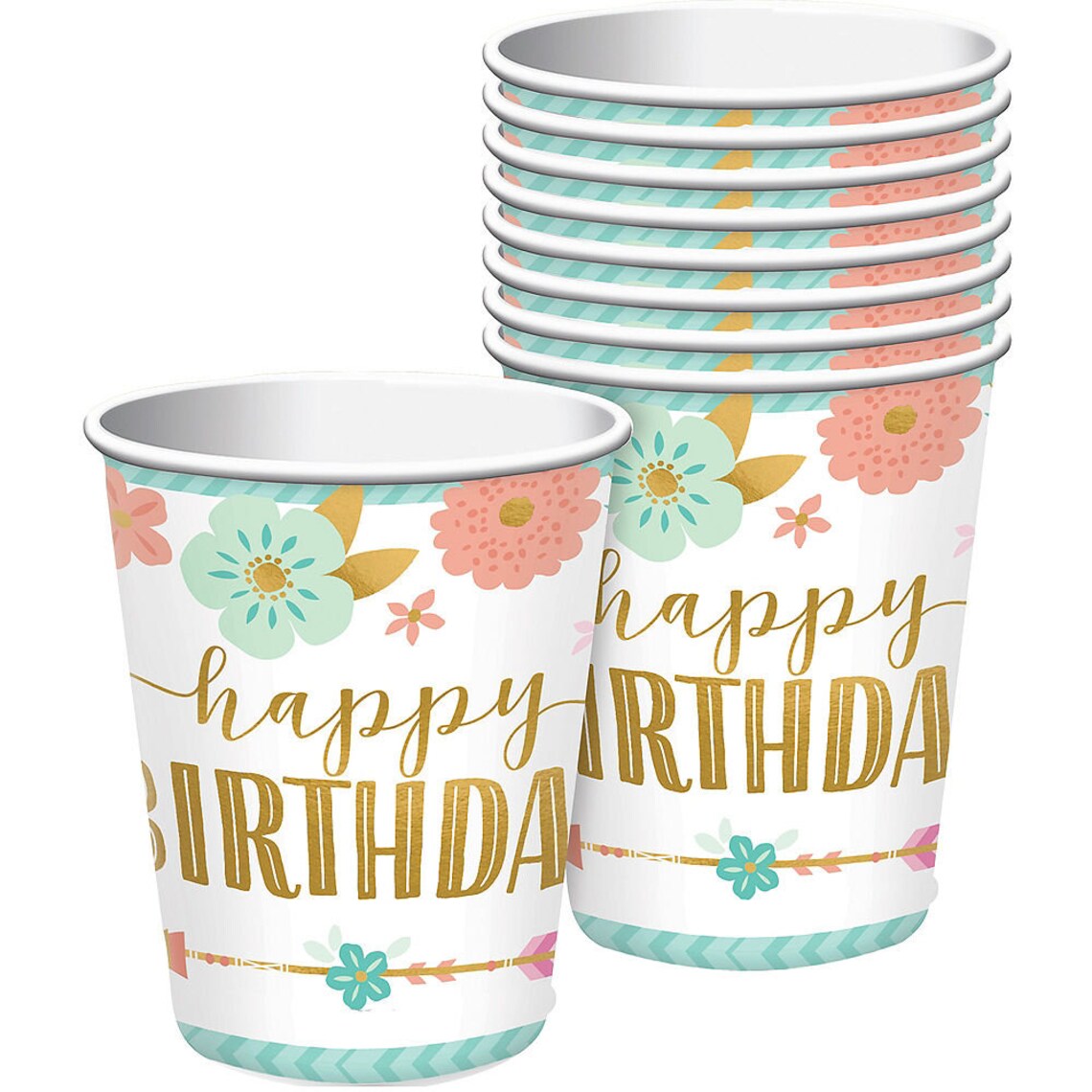 Boho Party Cups - Boho Floral, Boho Birthday, Tribal Party, Bohemian ...