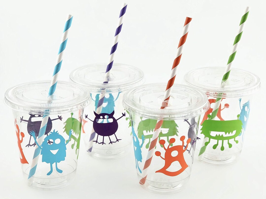 Monster Cups - Plastic Disposable Cups, Monster Birthday Decorations ...