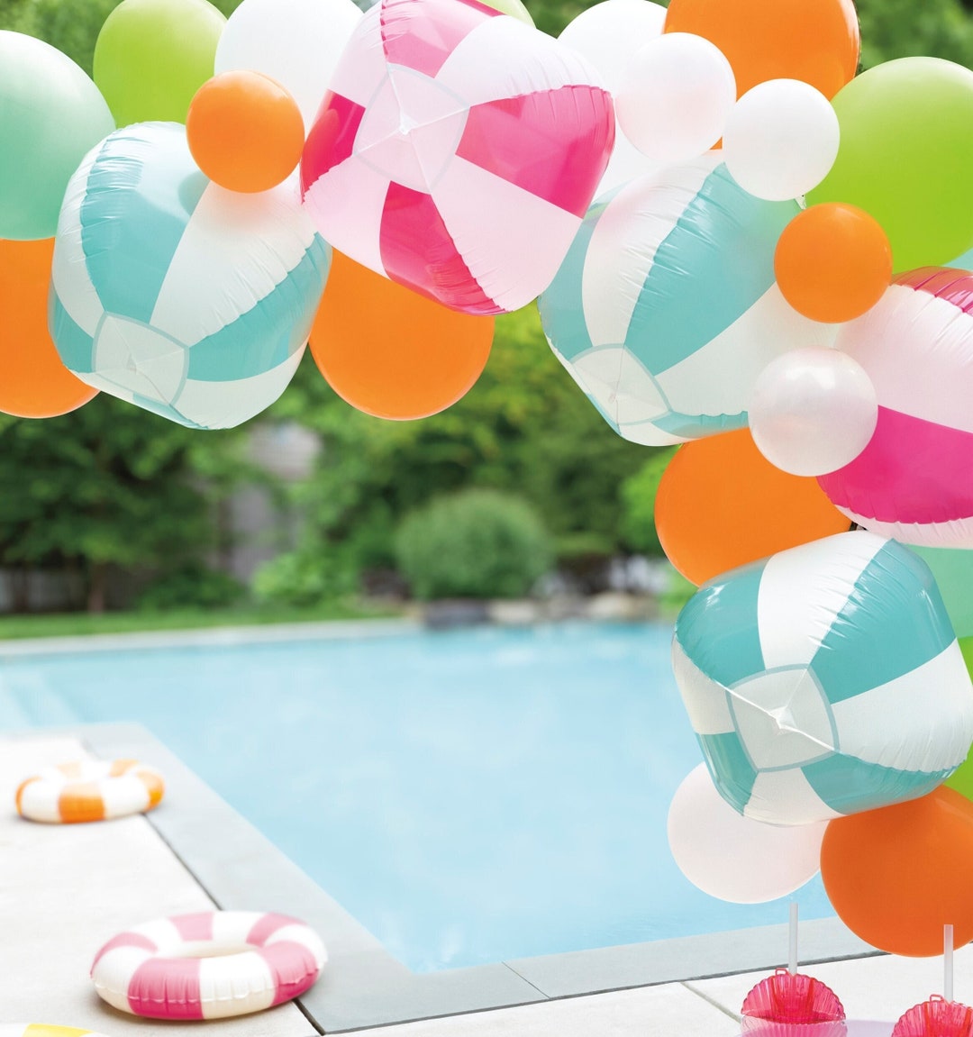 Beach Ball Balloon Banner - Beach Birthday Decorations, Summer Party ...