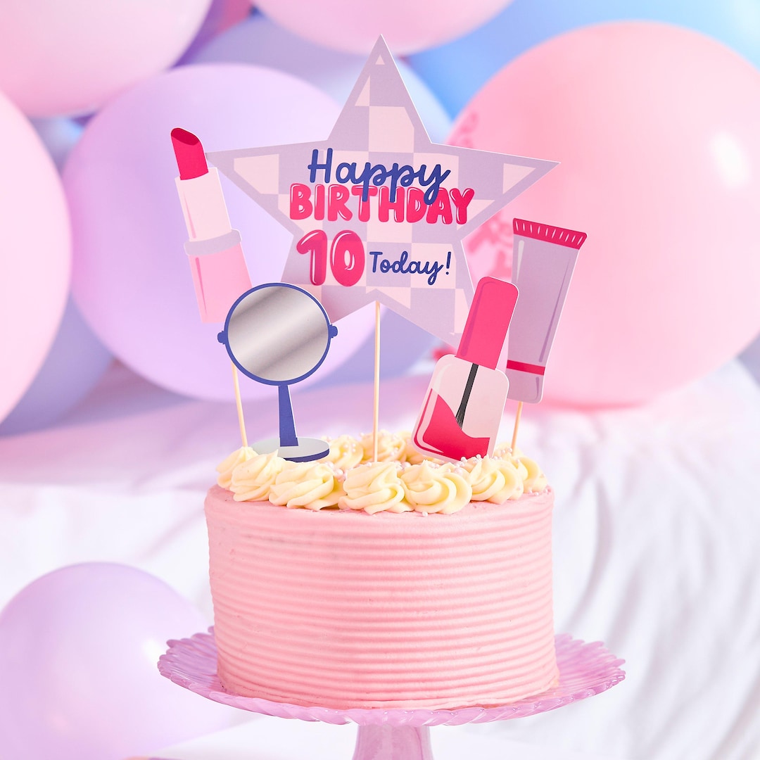 Spa Birthday Cake Toppers - Makeup Party Decorations, Pamper Party ...