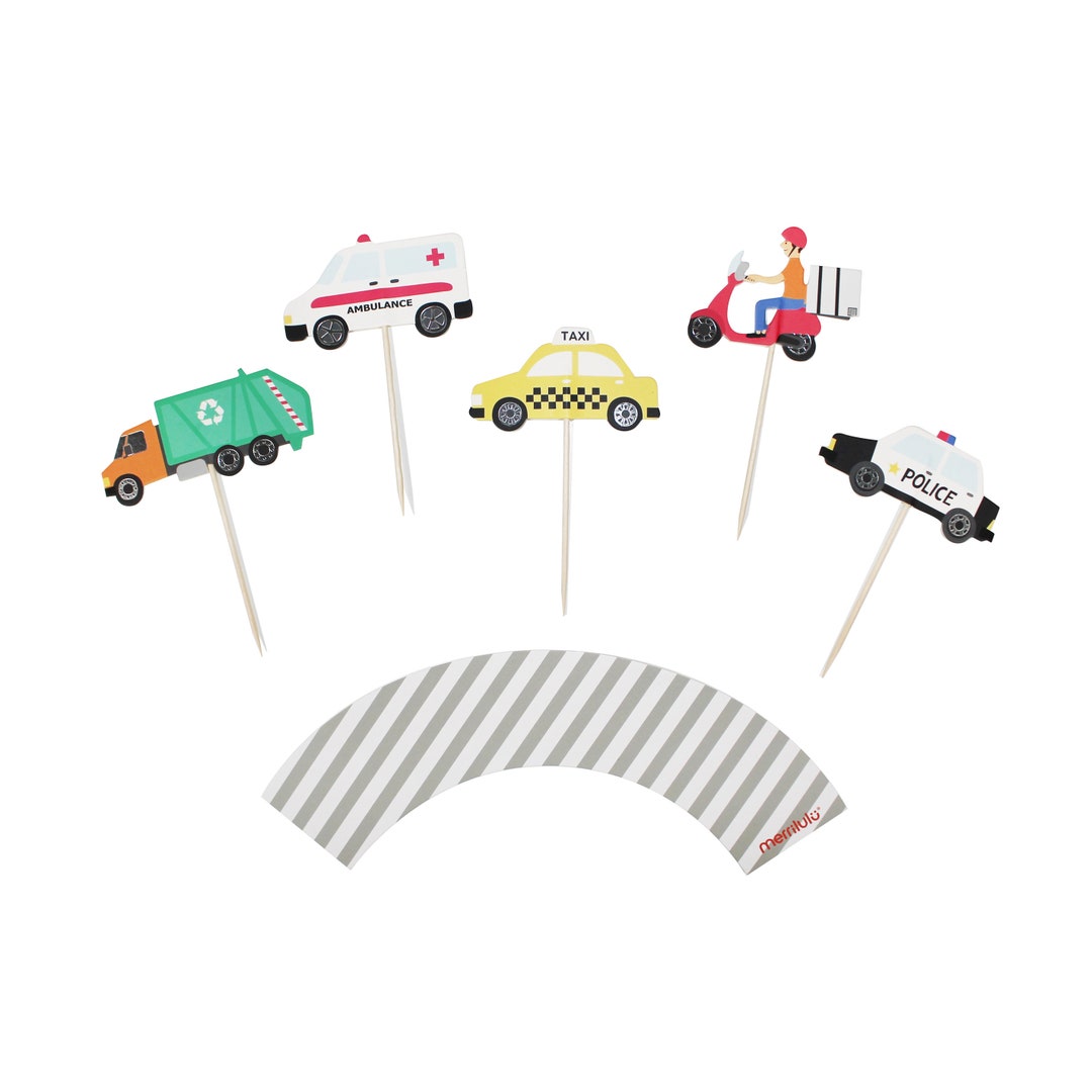 Transportation Cupcake Toppers - Cupcake Decorating Kit, Vehicles ...