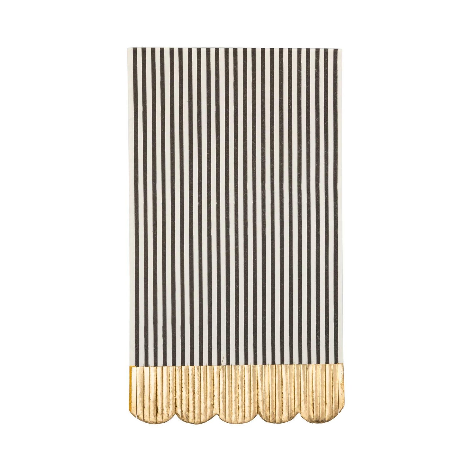 Black & White Striped Paper Napkins With Gold Foil Fringe – 18ct ...