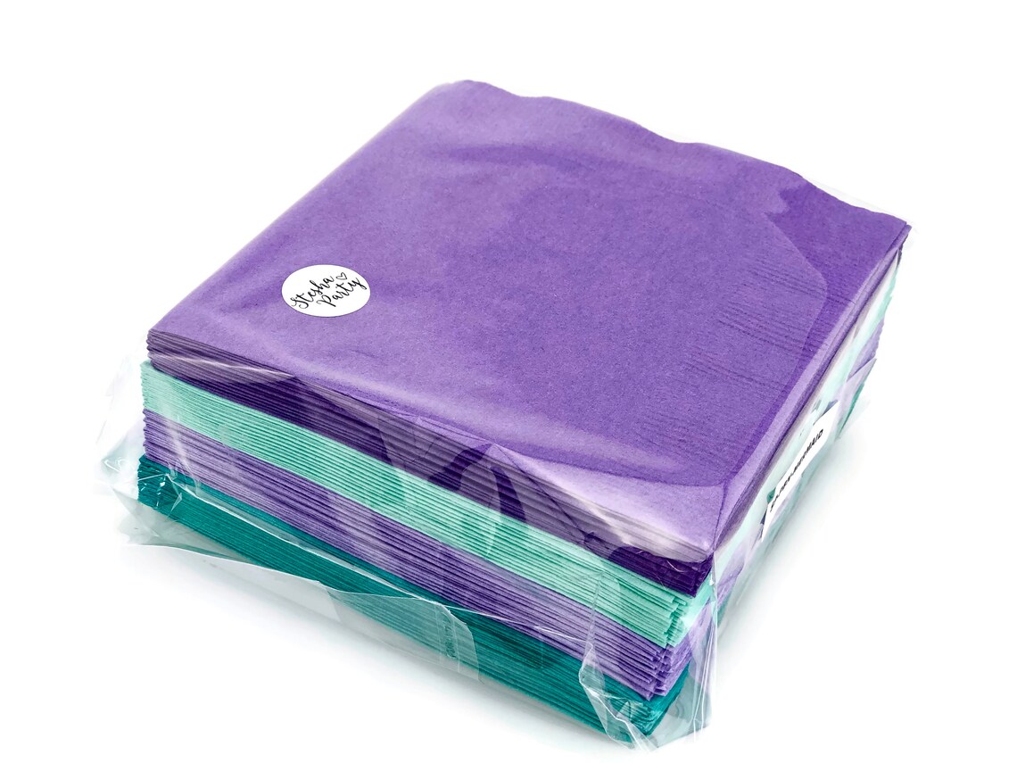 Mermaid Napkins Birthday Party Mermaid Baby Shower Purple | Etsy