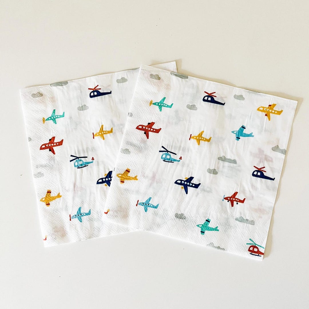 Plane Birthday Napkins 16ct - Aviation Retirement Party, Airplane Baby ...