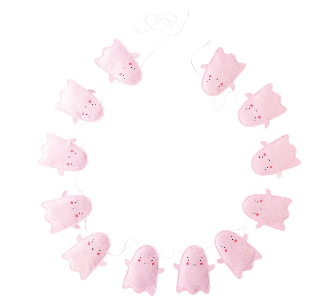Pink Ghost Banner - Pink Ghost Party Decorations, Halloween Banner, Boo ...