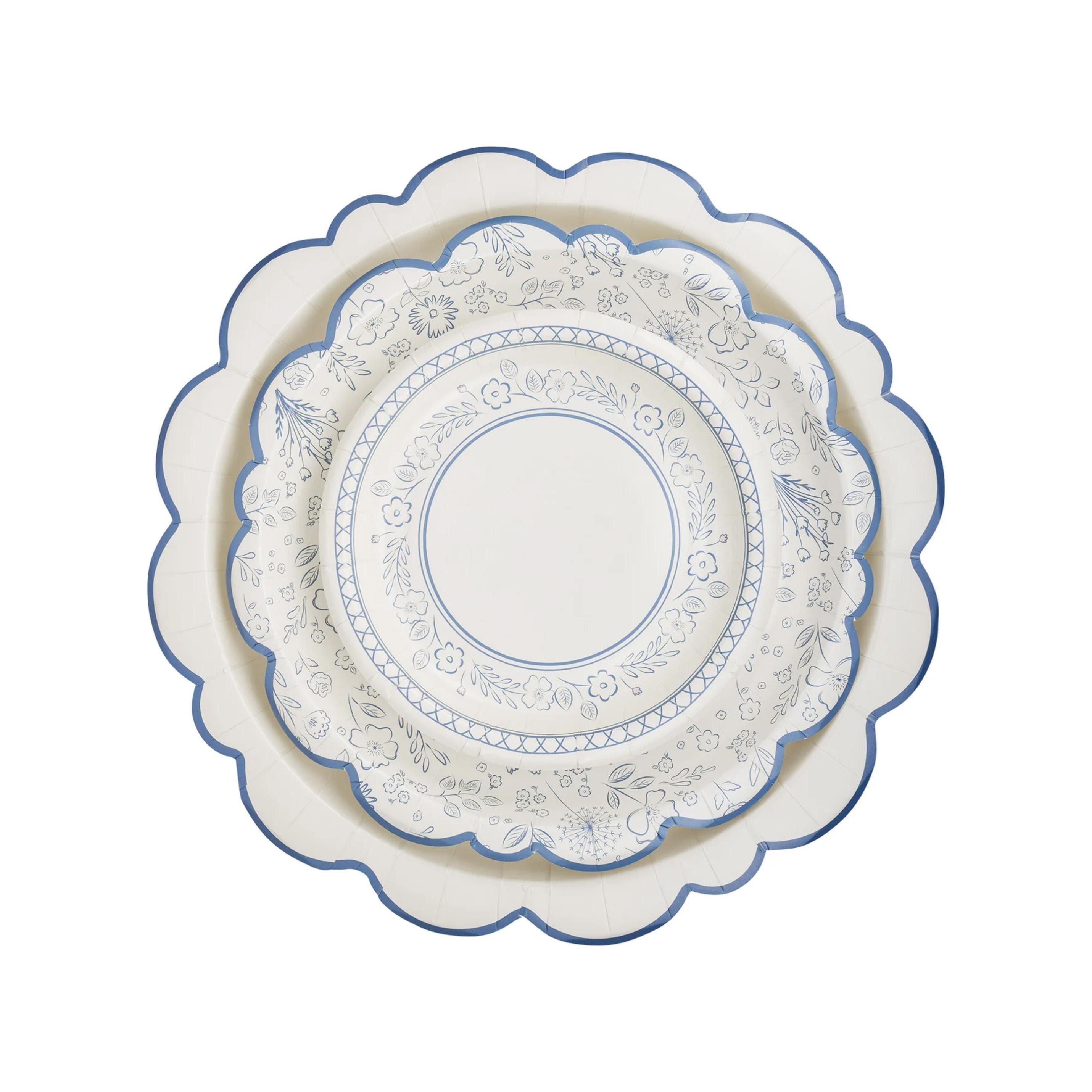 Blue Floral Party Plates - Something Blue Bridal Shower, Floral Garden ...