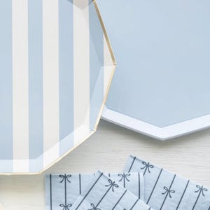 Blue Striped Party Plates - Something Blue Bridal Shower, Boy Baby ...