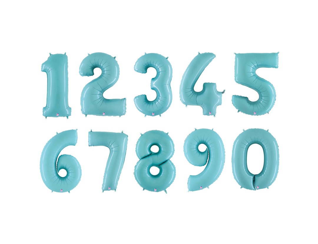40" Pastel Blue Number Balloons - Blue Birthday Balloons, Party ...