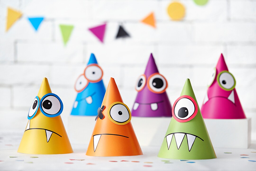 Monster Party Hats - Monster Birthday Decorations, Kids Party Supplies ...