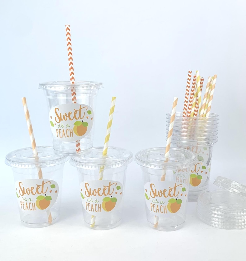 Peach Party Cups - Peach Birthday, Sweet as a Peach, Peach Party Favors ...