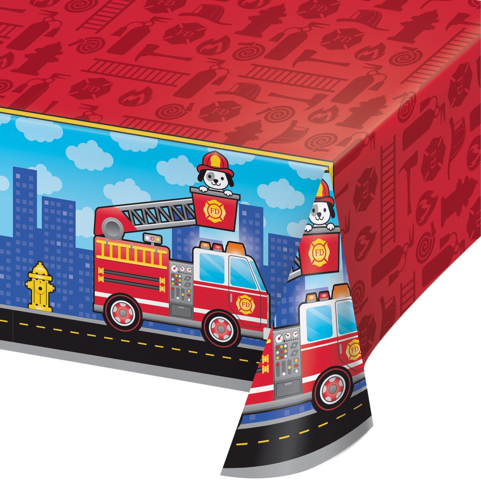 Firetruck Party Tablecloth Firefighter Birthday Party | Etsy