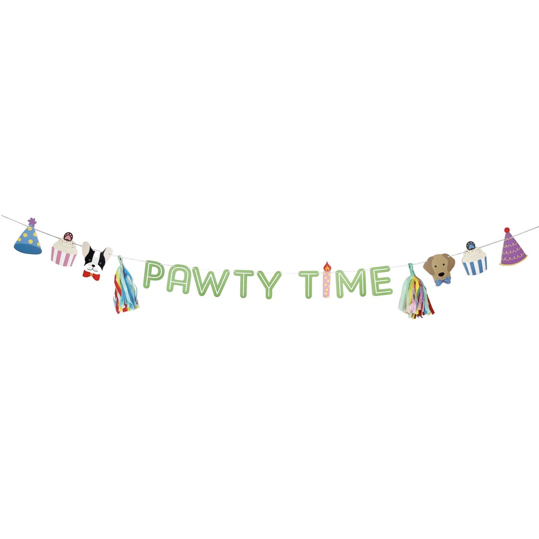 Pawty Time Banner - Pet Birthday Decorations, Puppy Party, Dog Party ...