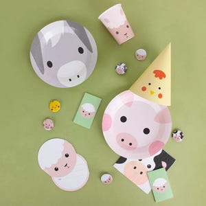 Farm Animal Party Hats 8ct - Barnyard Birthday Decorations, Farm Animal ...
