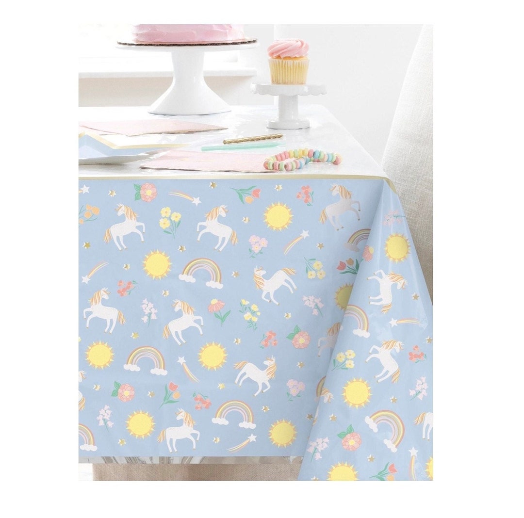 Rainbow Unicorn Tablecloth - Unicorn Table Cover, Magical Unicorn Party ...