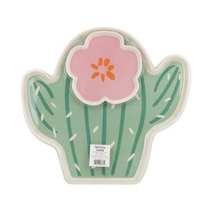 Cactus & Pink Flower Bamboo Tray Set - Serving Platter, Chip and Dip ...