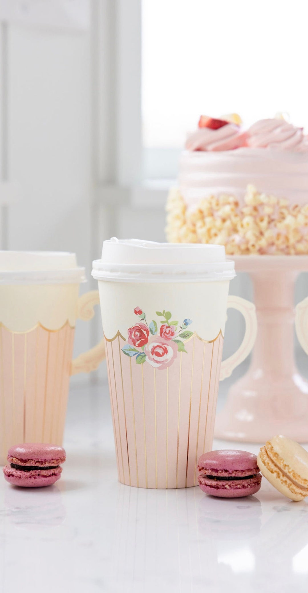 Paper Tea Party Cups - Floral Bridal Shower, Tea Party Birthday, Tea ...
