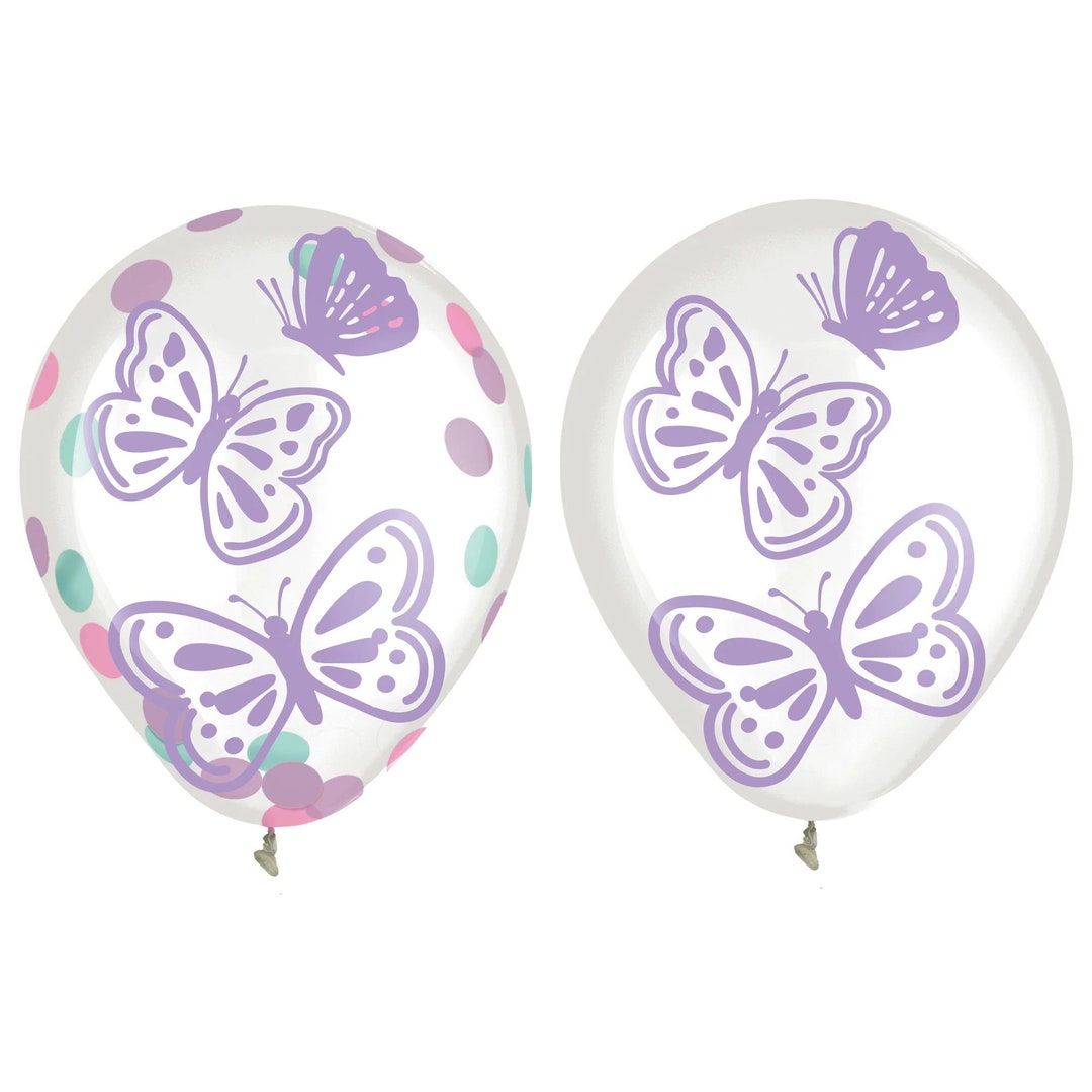 6 Butterfly Balloons - Confetti Balloons, Butterfly Party Decorations ...