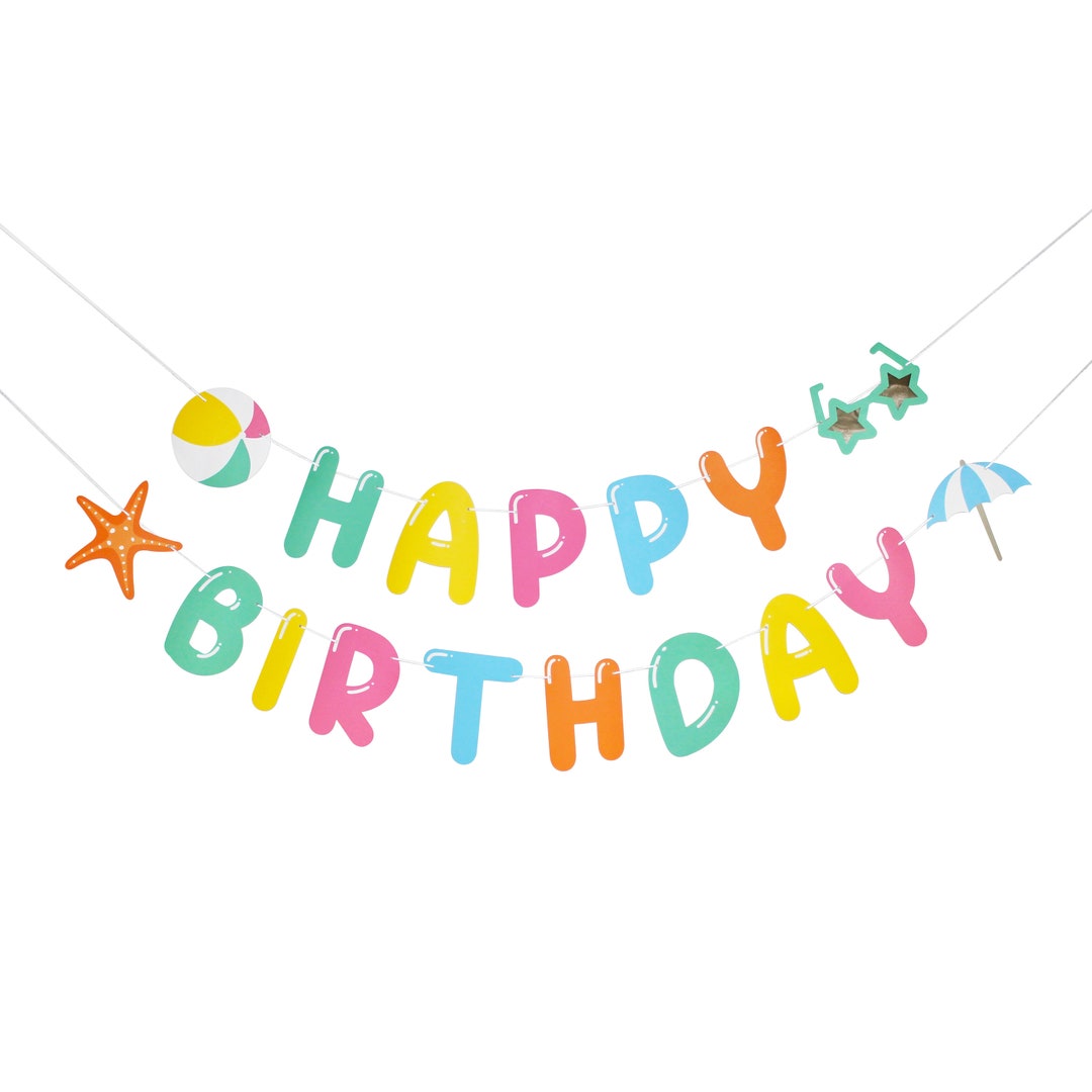 Beach Birthday Banner, Beach Party Decorations, Ocean Party Supplies ...