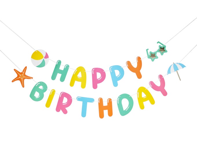 Beach Birthday Banner, Beach Party Decorations, Ocean Party Supplies ...