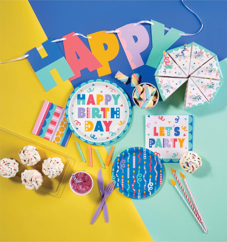 Colorful Happy Birthday Paper Plates 8ct - 9